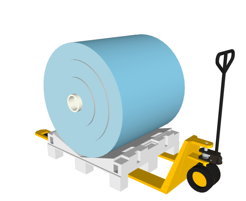 RM01-R - petite palette plastique porte-rouleau à 4 entrées avec barres ...